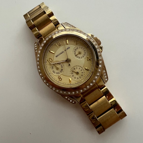 Michael Kors | Accessories | Michael Kors Gold Watch With Crystals ...